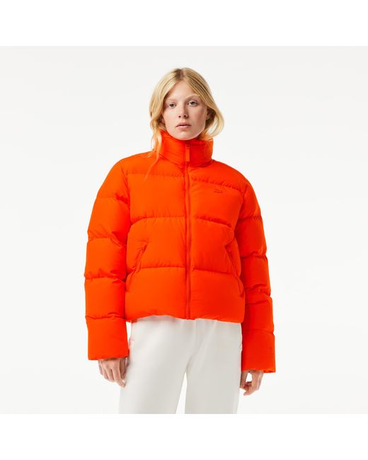 Lacoste Water-Repellent Puffer Jacket in Red | Lyst