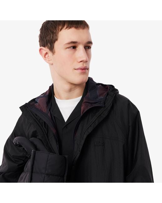 Lacoste Long Packable Water-Repellent Jacket in Black for Men | Lyst