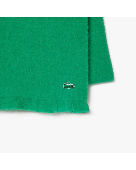 Lacoste Wide Fuzzy Wool Scarf in Green | Lyst