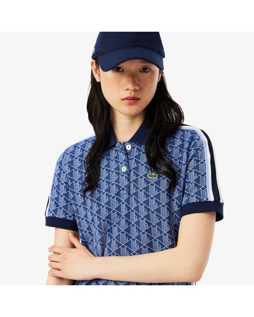 Lacoste Slim Fit Monogram Polo Dress in Blue | Lyst