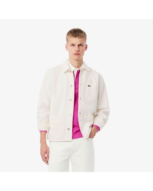 Lacoste Heavy Cotton Denim Overshirt in Pink for Men | Lyst