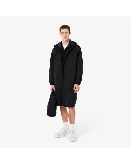 Lacoste Long Packable Water-Repellent Jacket in Black for Men | Lyst