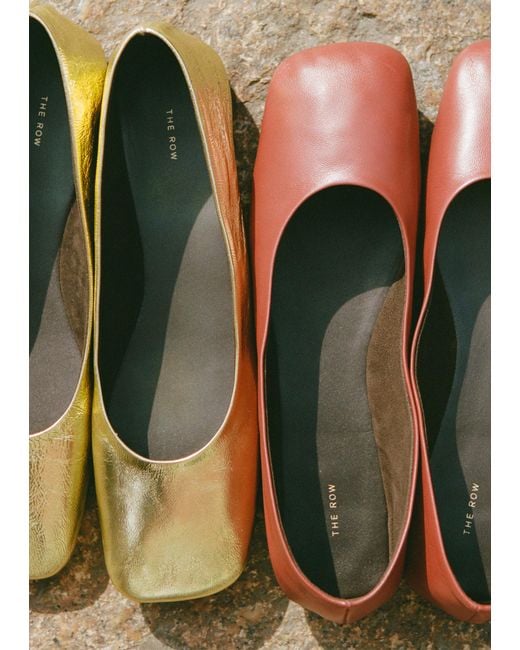 The Row Metallic Square Ballet in White | Lyst