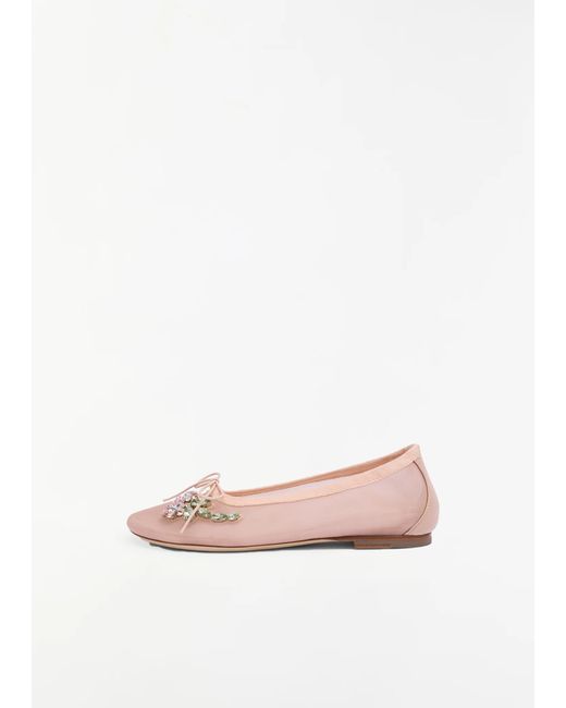 Simone Rocha Embellished Mesh Ballerina in Pink | Lyst