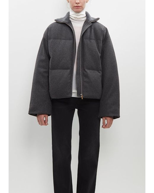 TOTEME Flannel Puffer Jacket in Black | Lyst