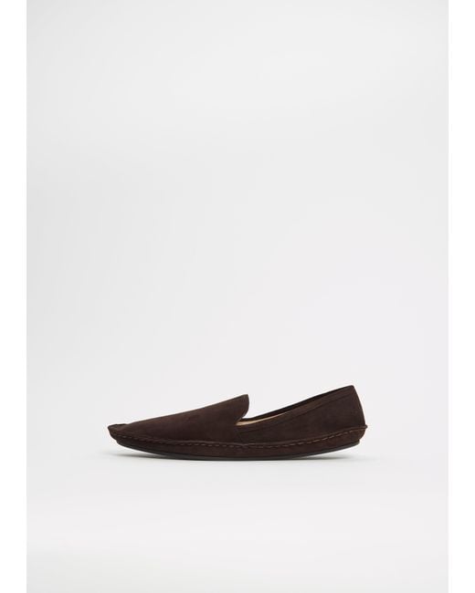 The Row Vasko Suede Slip On in White | Lyst
