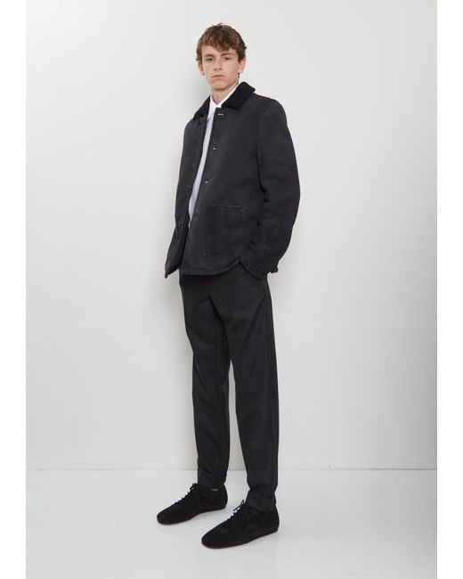 Bergfabel Men Shearling Leather Jacket in Blue | Lyst UK