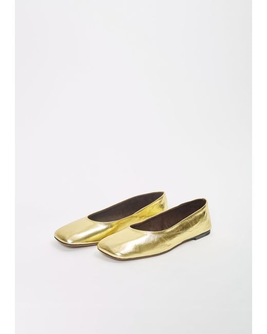 The Row Metallic Square Ballet in White | Lyst