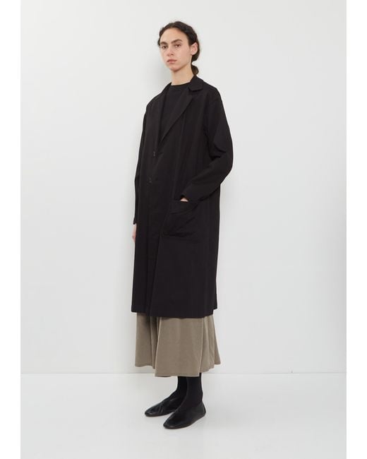 Y's Yohji Yamamoto Hanging Collar Long Cotton Jacket in Black | Lyst UK