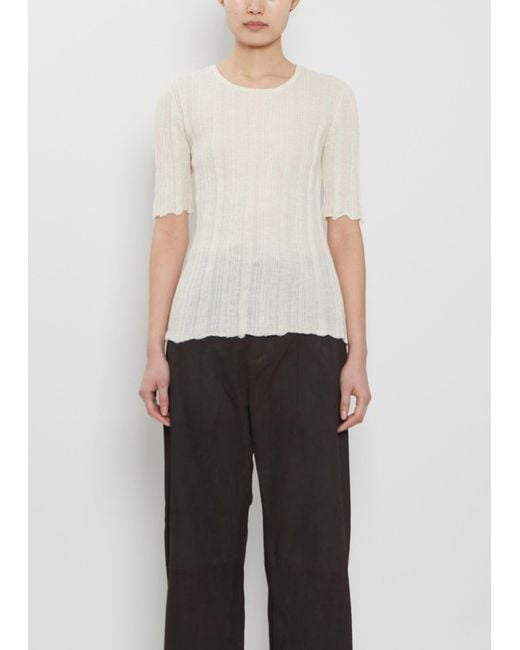 Lauren Manoogian Plisse Alpaca Silk Tee in White | Lyst UK