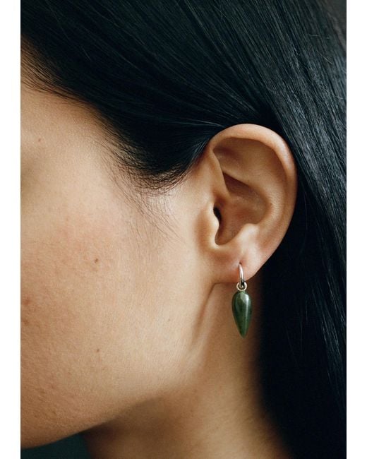 Sophie Buhai Jade Tiny Spear Hoops in Black | Lyst UK