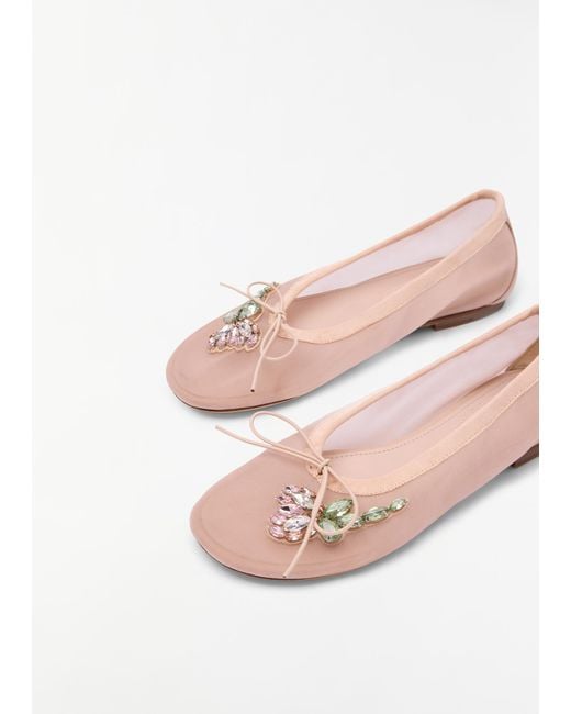 Simone Rocha Embellished Mesh Ballerina in Pink | Lyst
