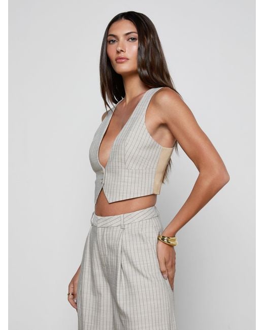 L'Agence Devony Pinstriped Vest in White | Lyst UK