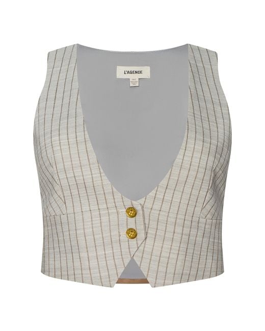 L'Agence Devony Pinstriped Vest in White | Lyst UK