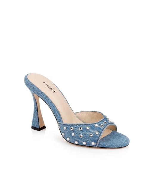 L'Agence Lucienne Embellished Denim Mule in Blue | Lyst UK