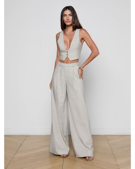 L'Agence Devony Pinstriped Vest in White | Lyst UK