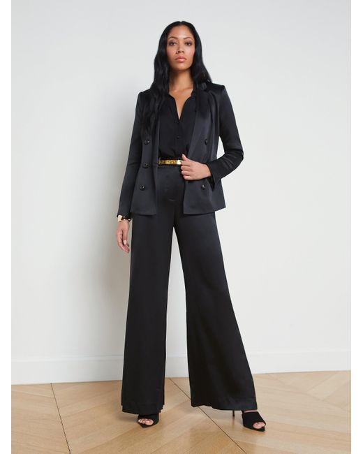 L'Agence Colin Silk Charmeuse Blazer in Black | Lyst