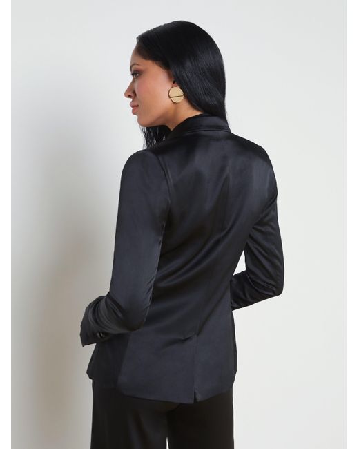 L'Agence Colin Silk Charmeuse Blazer in Black | Lyst