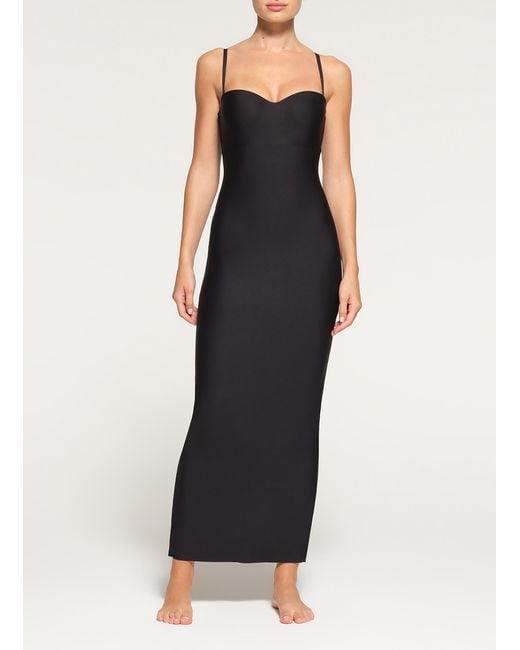 Skims Body Underwire Maxi Slip Dress in Black | Lyst
