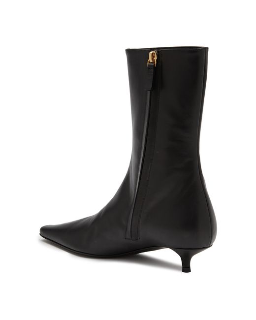 The Row Shrimpton Leather Boots in Black | Lyst