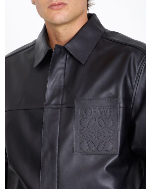 Loewe Leather Jacket in Black for Men | Lyst