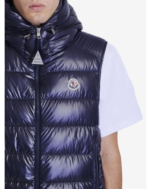 Moncler Down Vest With Dual Hood Design in Blue for Men | Lyst