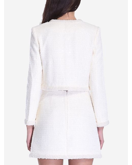 Self-Portrait Pearl Trim Jacket in White | Lyst