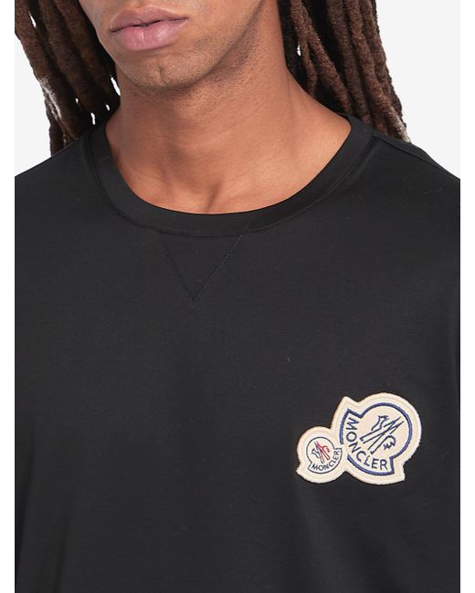 Moncler Tshirt With Double Logo Patches in Black for Men | Lyst UK