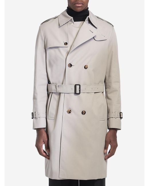 Burberry Long Trench Coat in Natural for Men | Lyst