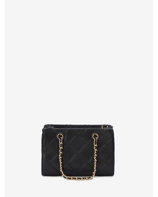 Tory Burch Fleming Soft Mini Chain Tote Bag in Black | Lyst