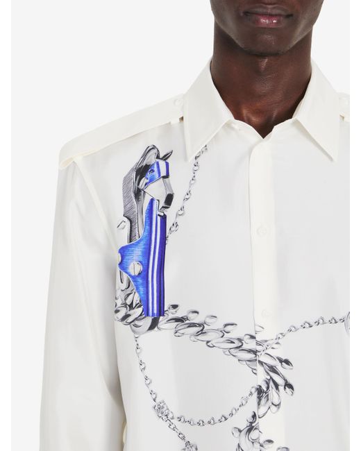 Burberry Shirt With Knight Motif in White for Men | Lyst