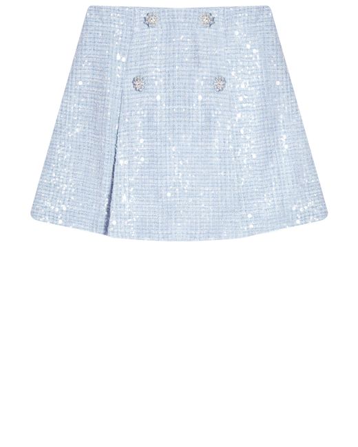 Self-Portrait Sequin Boucle Mini Skirt in Blue | Lyst Self-Portrait Sequin Boucle Mini Skirt in Blue | Lyst