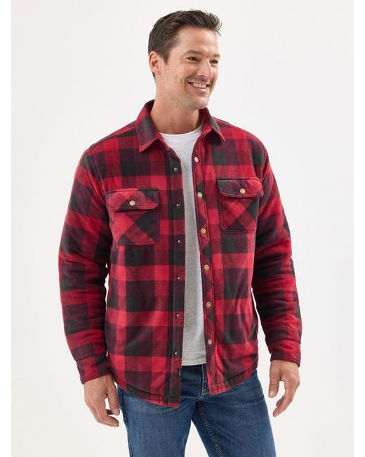 Lee Jeans Mens Polar Fce Quilted Shirt Jacket Red for Men | Lyst
