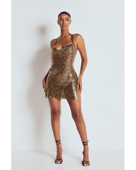LemonLunar The Leopard Chainmail Dress in Metallic | Lyst UK