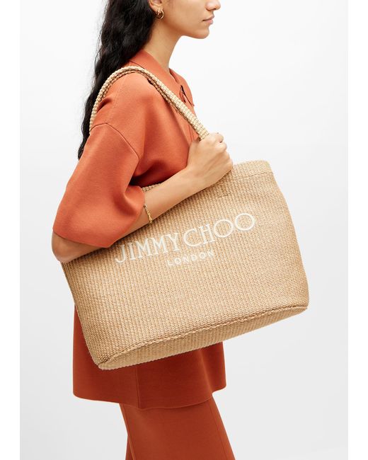 Jimmy Choo Raffia Beach E/W Tote Bag in Natural | Lyst