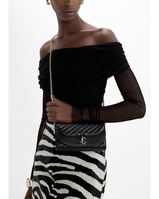 Jimmy Choo Curve Chain Wallet in Black | Lyst