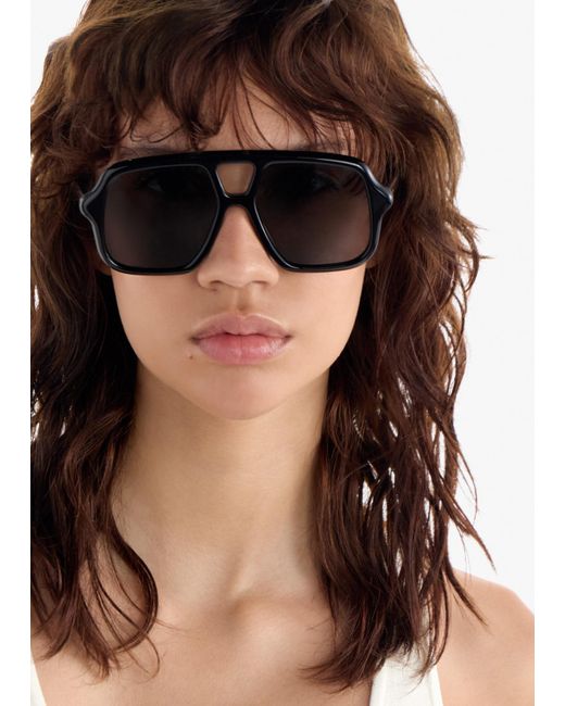 Loewe Slim Aviator Sunglasses in Black | Lyst