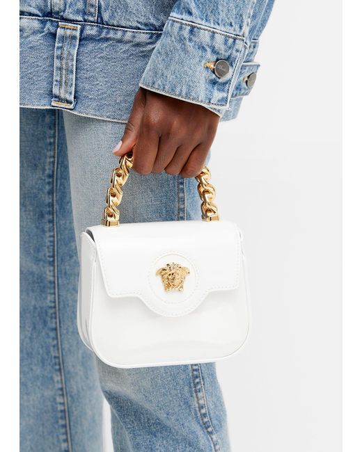 Versace La Medusa Mini Top Handle Bag in White | Lyst