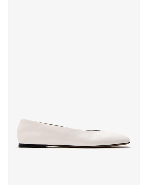 The Row Square Ballet Flats in White | Lyst