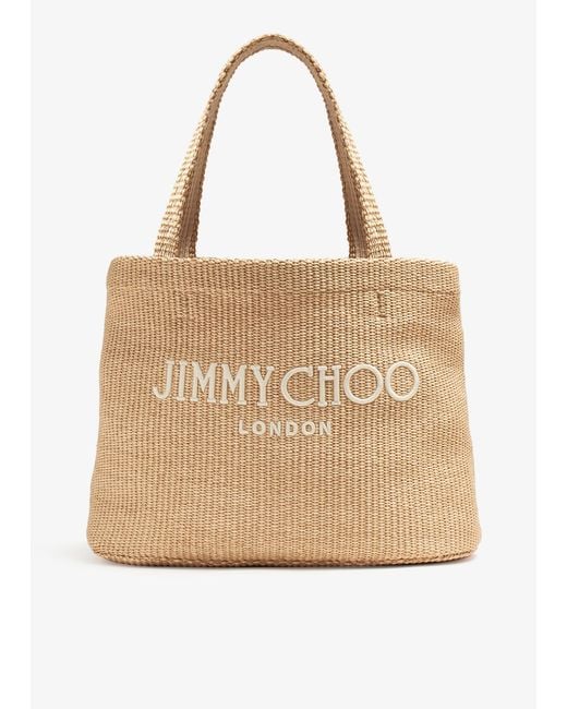 Jimmy Choo Raffia Beach E/W Tote Bag in Natural | Lyst