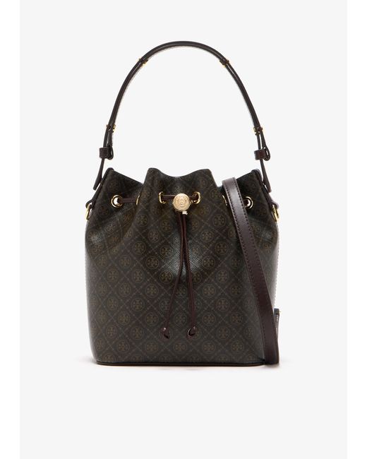 Tory Burch T Monogram Bucket Bag in Black | Lyst