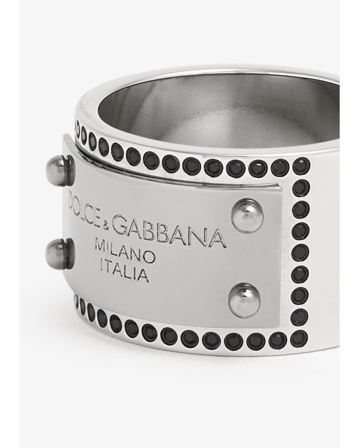Dolce & Gabbana Dg Logo Tag Ring in Gray for Men | Lyst