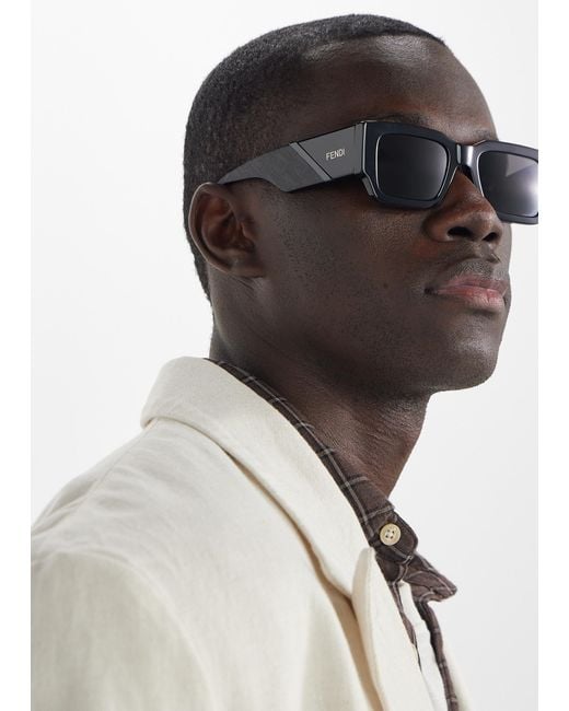 Fendi Diagonal Rectangular Sunglasses in Gray for Men | Lyst