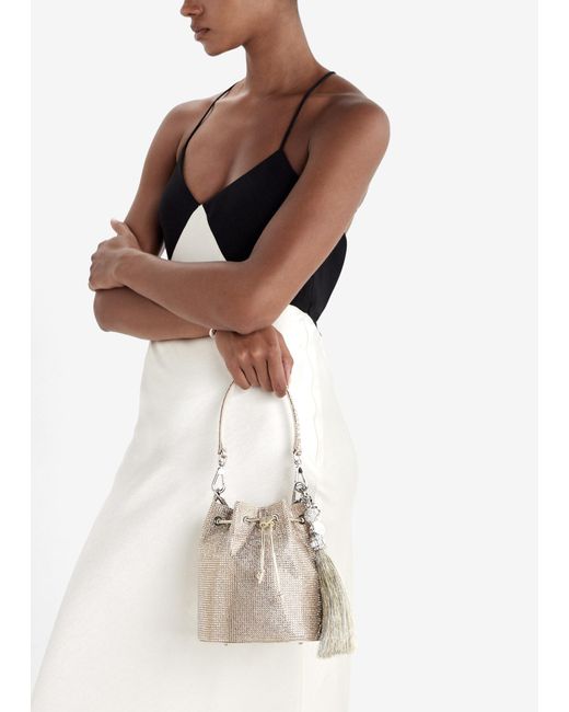 Judith Leiber Piper Bucket Bag in White | Lyst