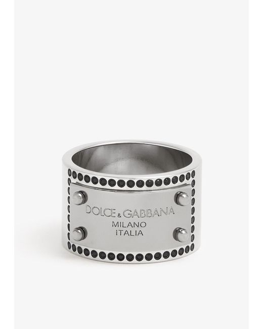Dolce & Gabbana Dg Logo Tag Ring in Gray for Men | Lyst