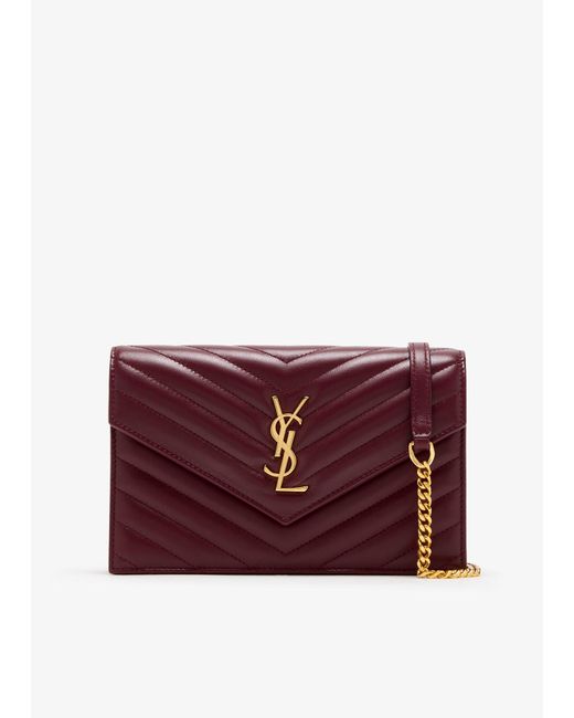 Saint Laurent Cassandre Envelope Chain Wallet in Purple | Lyst