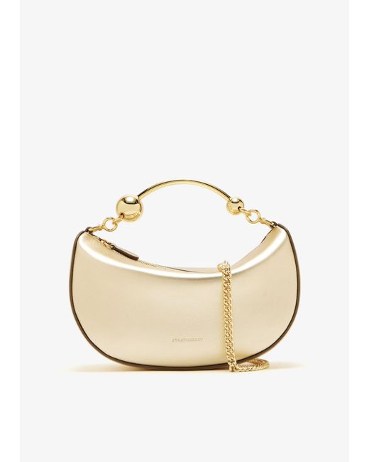 Strathberry Mini Crescent Moon Bag in White | Lyst