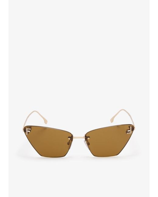 Fendi First Crystal Cat Eye Sunglasses in Metallic | Lyst