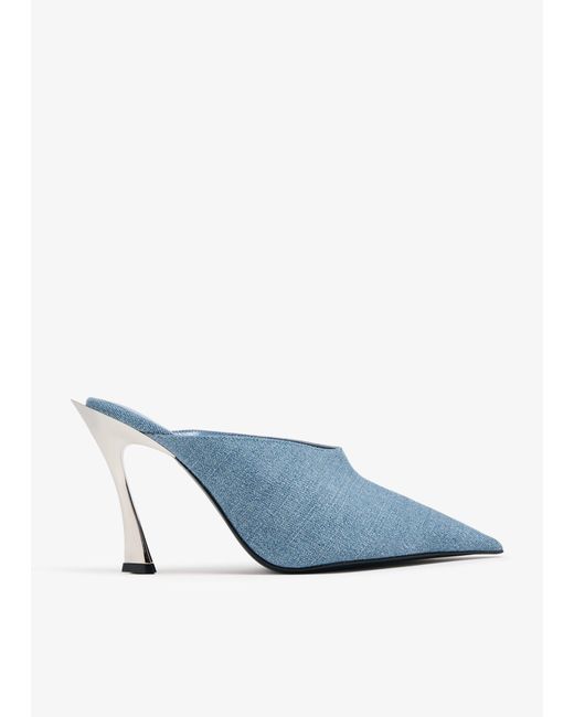 Mugler Denim Mule Heel Sandals in Blue | Lyst