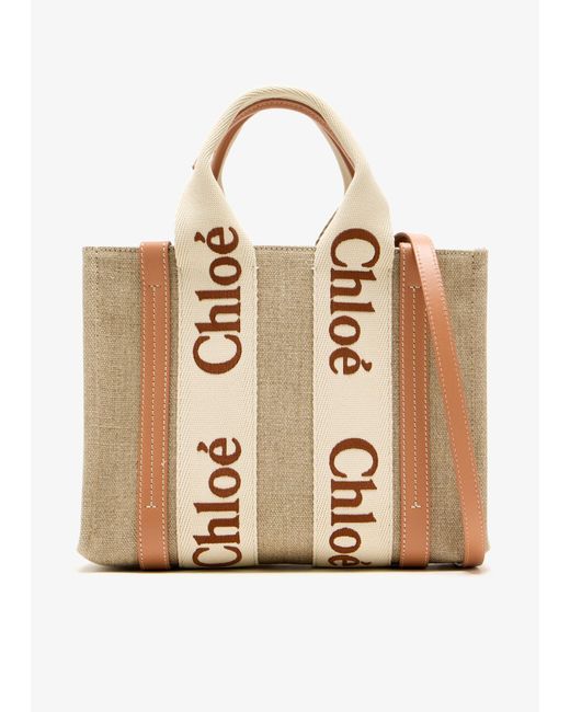Chloé Woody Small Tote Bag in Natural | Lyst